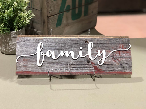Family Authentic Barn Wood Sign 5-6" x 15” with 3D cut letters ...